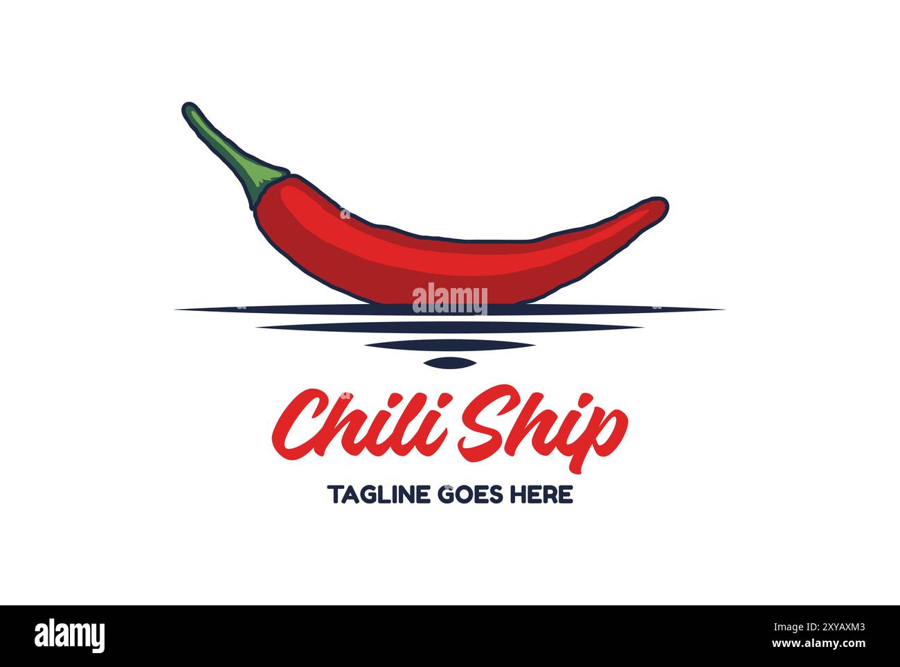 Simple Red Floating Chili Ship for Spicy Food Restaurant Catering Logo ...