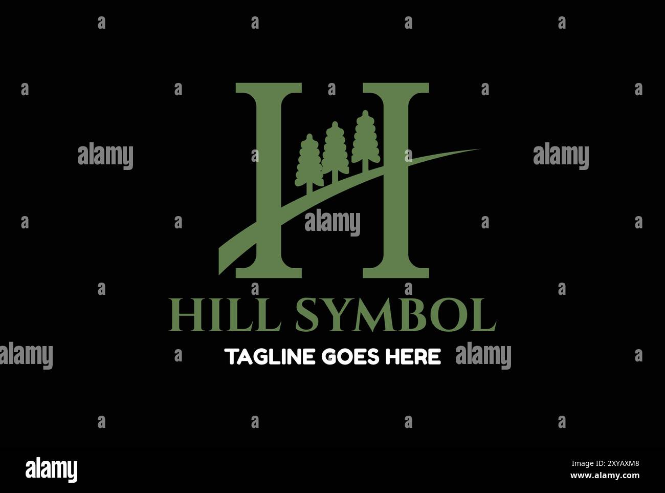 Simple Minimalist Initial Letter H with Pine Forest for Hill Logo ...