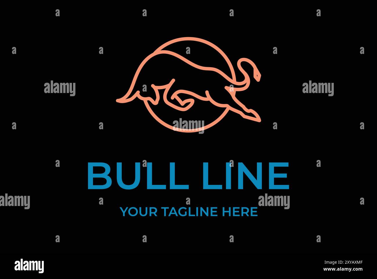 Elegant Luxury Angry Bull Line Outline Style Logo Design Stock Vector ...
