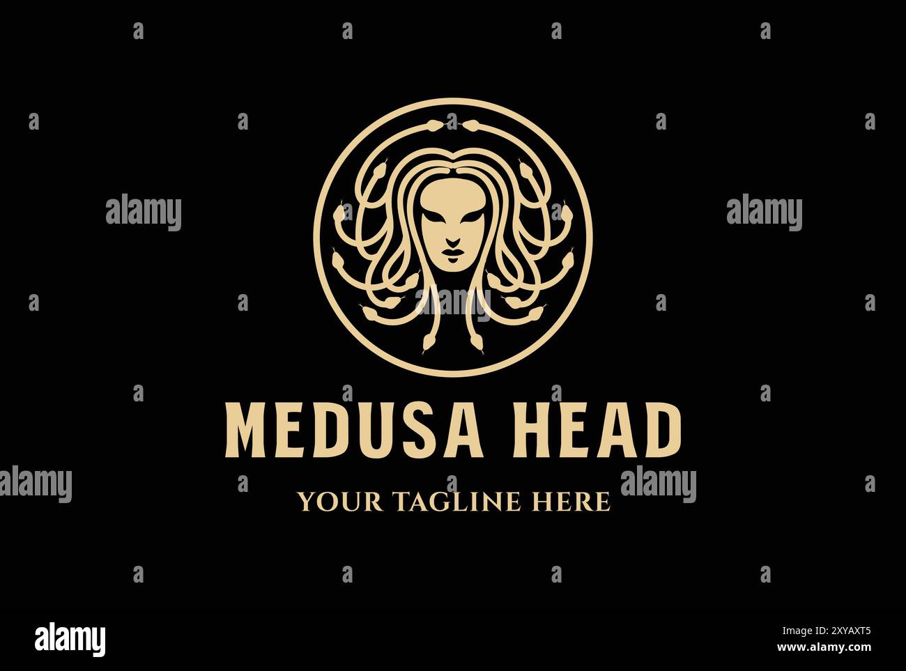 Circular Gorgon Medusa God with Snake Hair Logo Design Inspiration ...