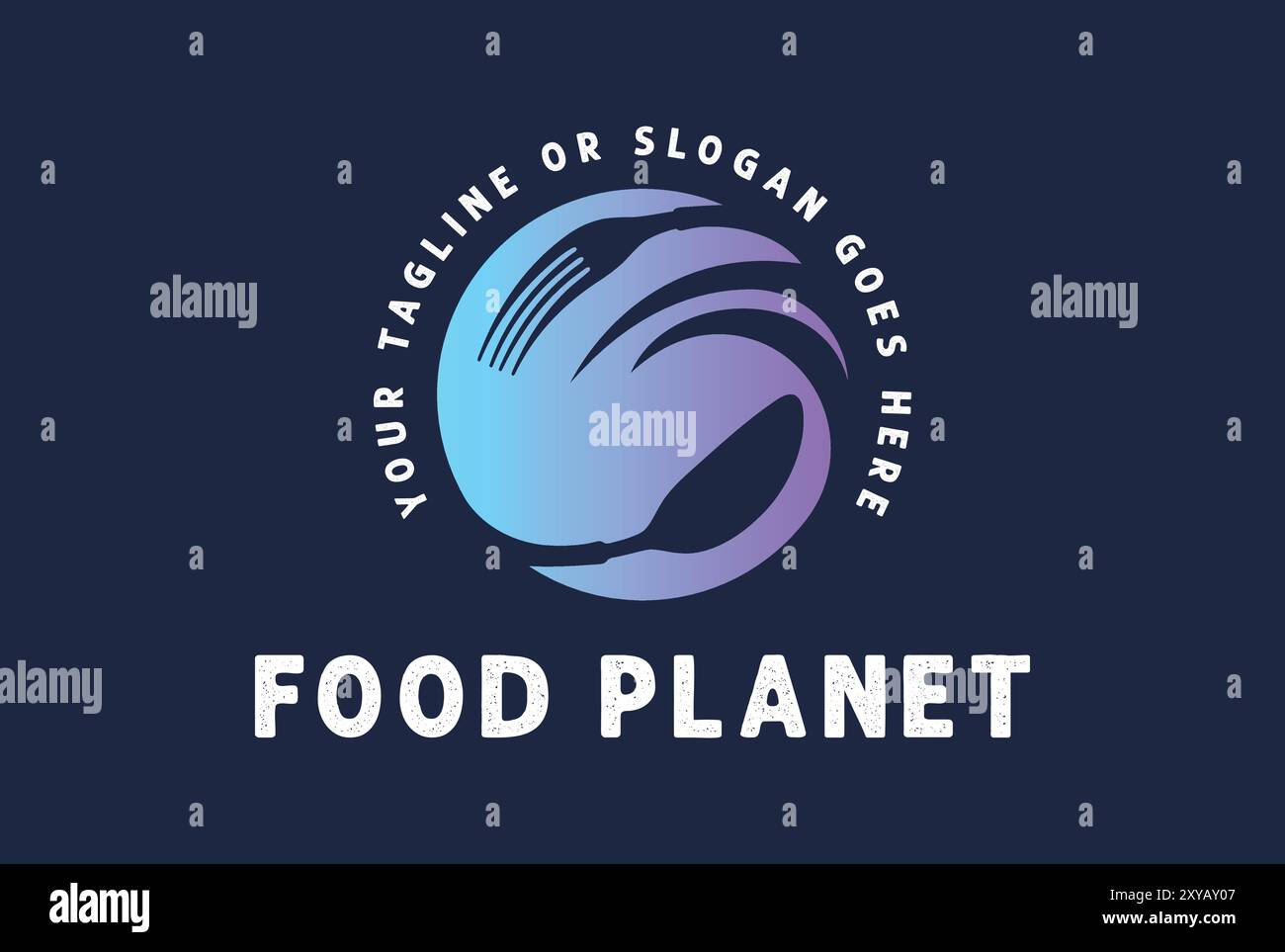 Circle Planet Earth Moon Globe Spoon Fork for Restaurant Food Logo ...