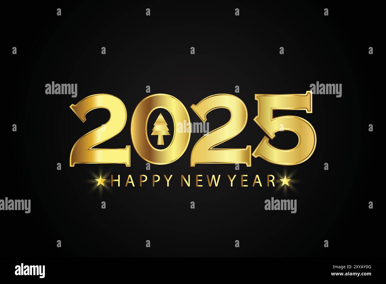 Happy New Year 2025 Text Design in golden color. Holiday Vector ...