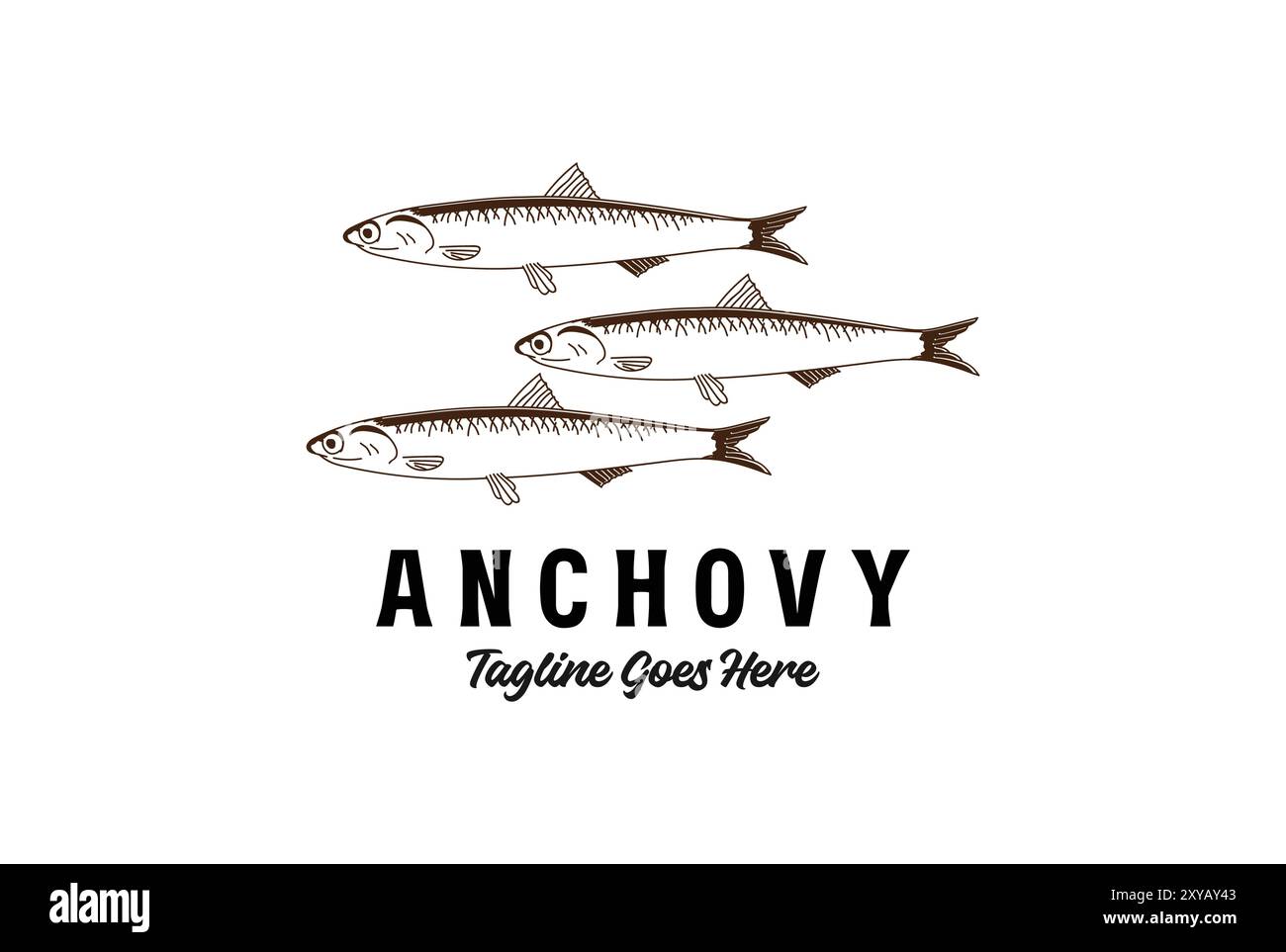 Vintage Rustic Vintage Fresh Anchovy Fish for Seafood Product Logo ...