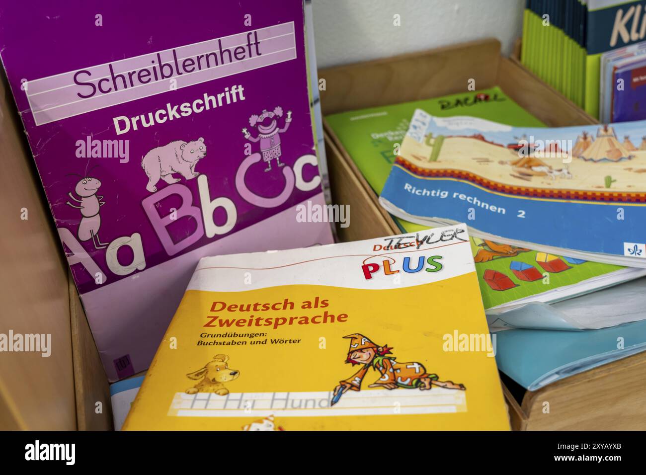 Classroom of a fourth grade, after school, the building is older but in ...