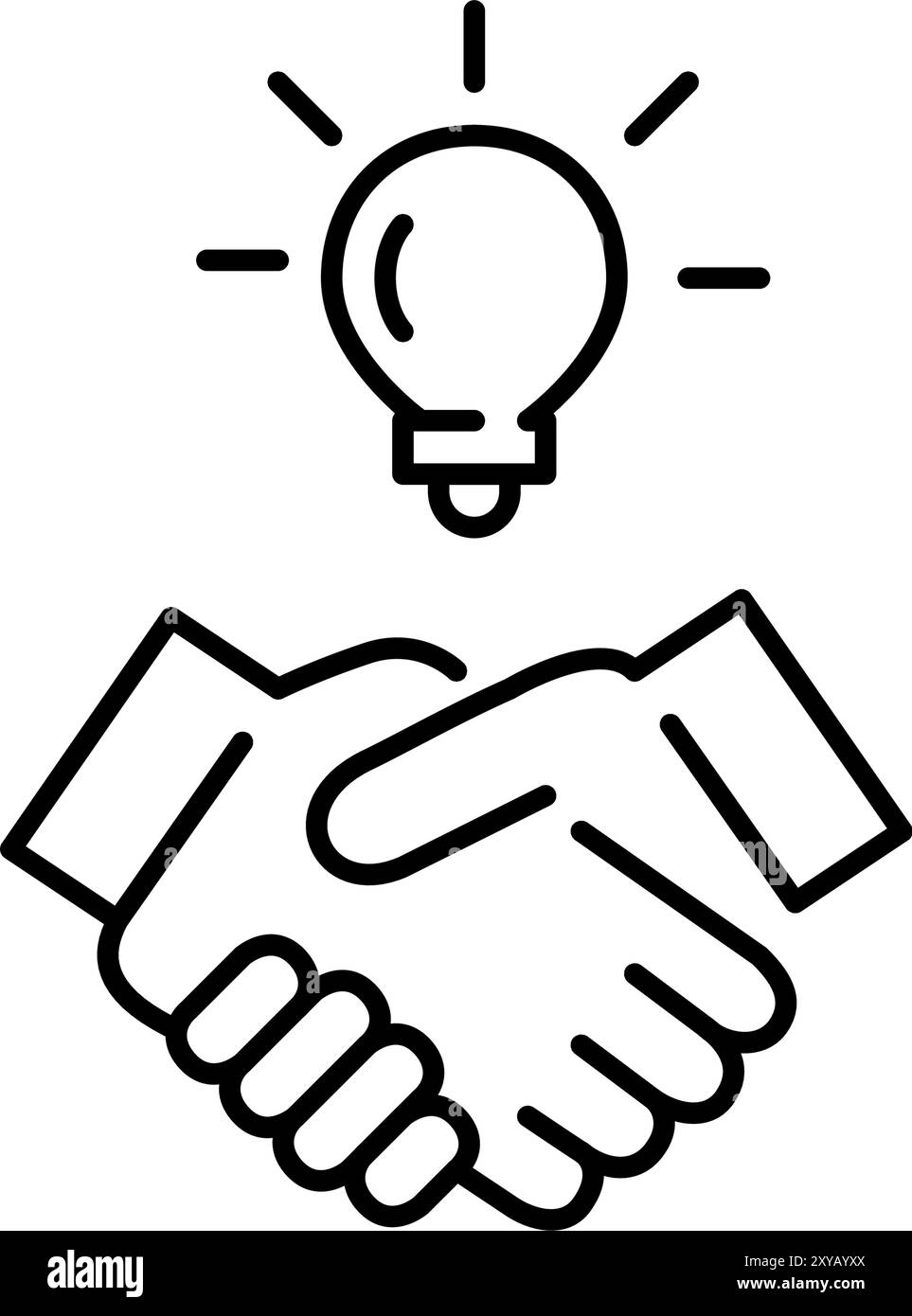 Handshake and light bulb. Creative partnership, ideas exchange, joint ...