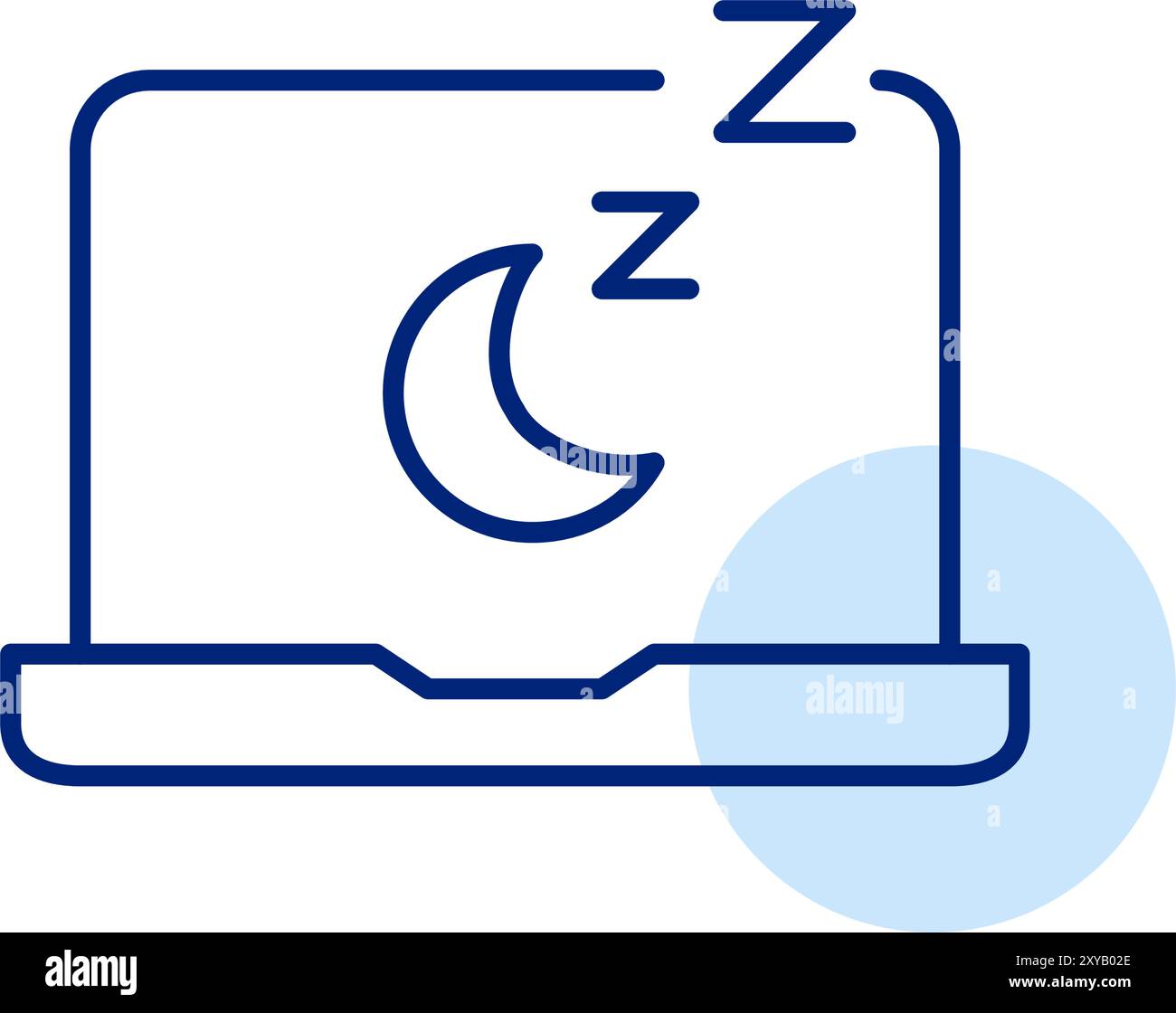 Moon and sleep symbols on laptop screen. Night shift, quiet device mode ...