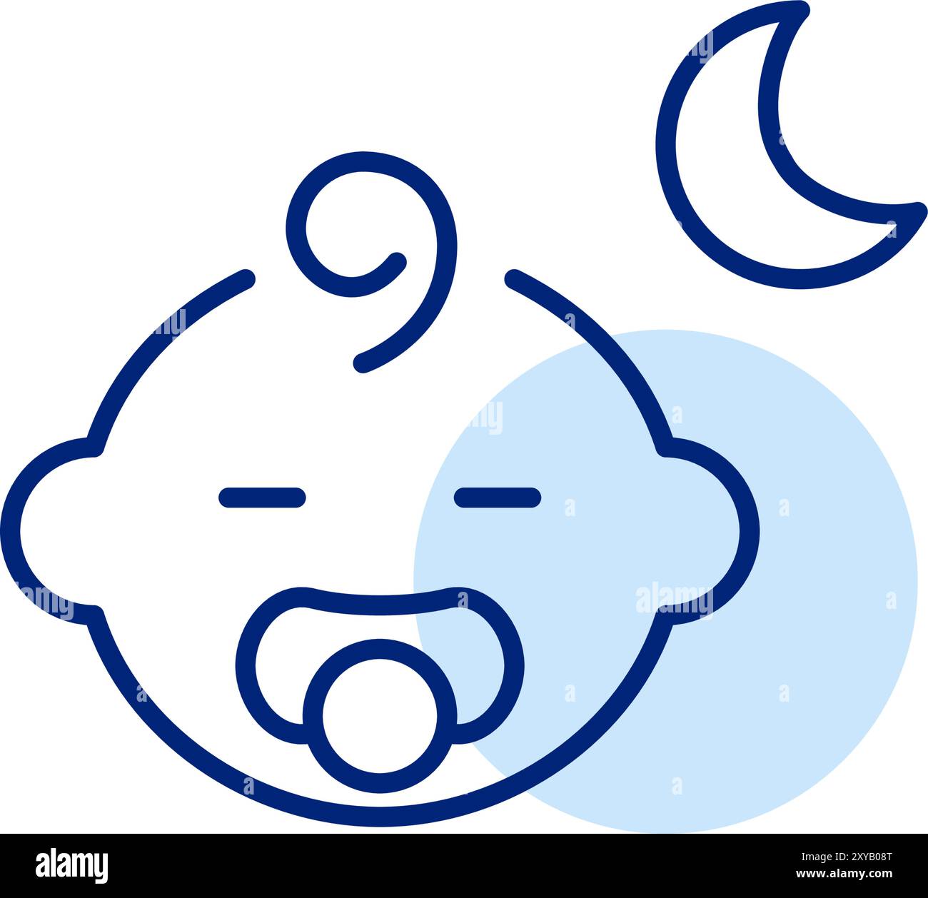 Sleeping baby with pacifier and crescent moon. Good night sleep for ...