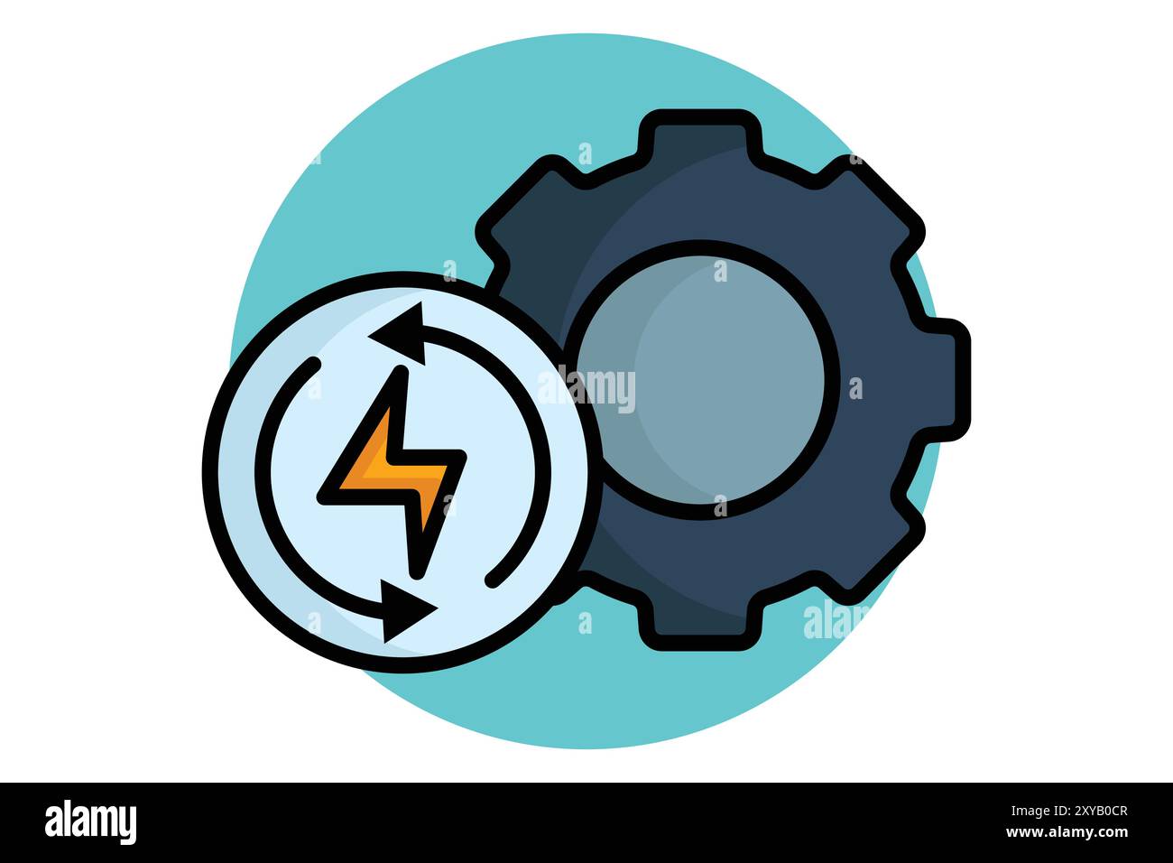 Energy efficiency colored outline icon. gear with lightning. icon ...