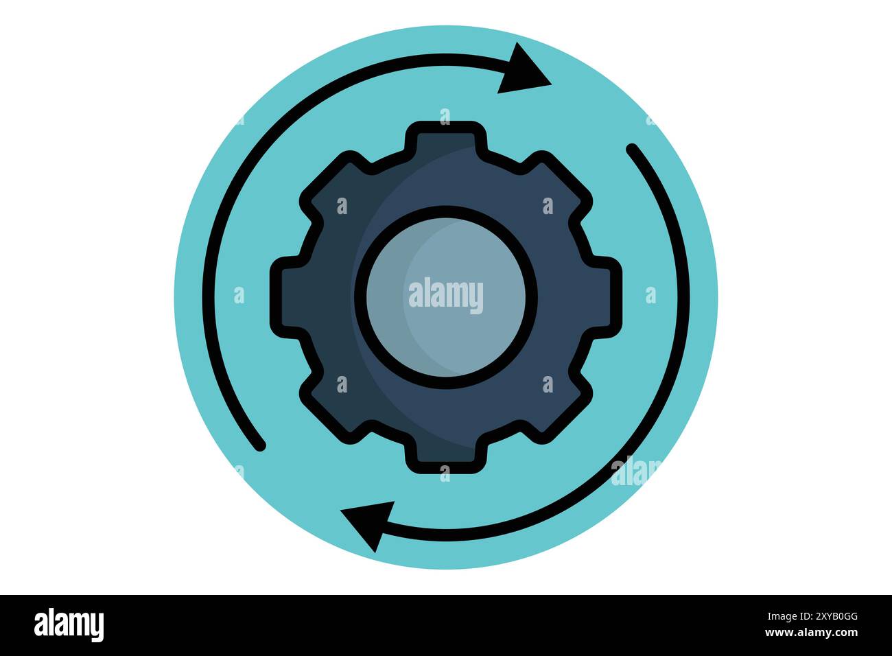 Operation colored outline icon. gear with arrow. icon related to efficiency. productivity ...
