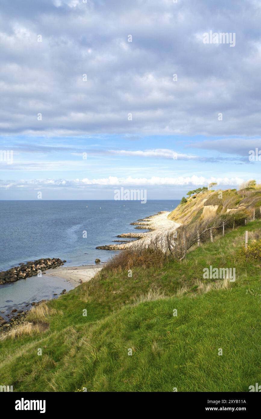Hundested, Denmark on the cliff overlooking the sea. Baltic Sea coast ...