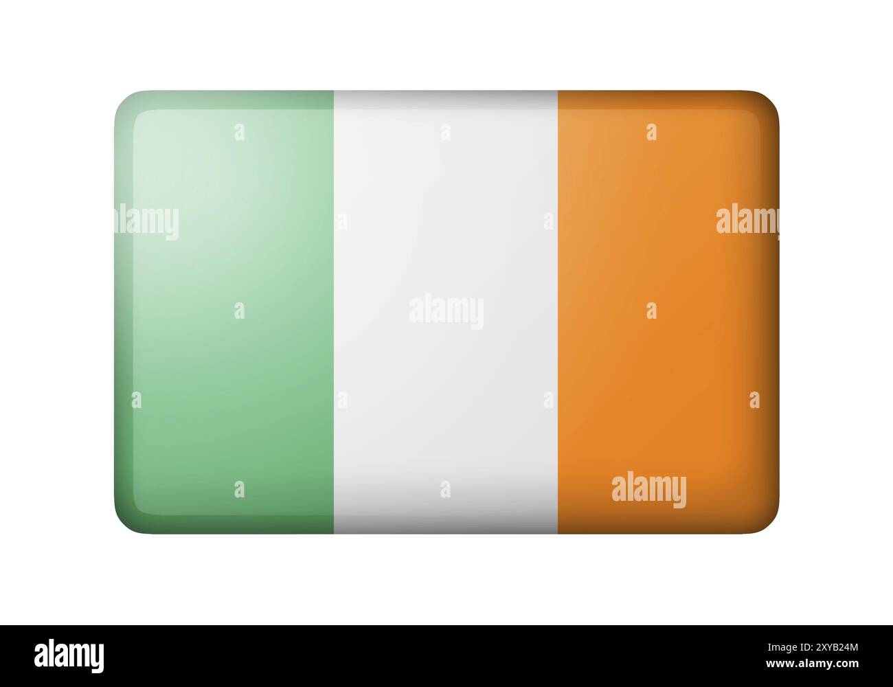 The irish flag. Rectangular matte icon. Isolated on white background ...