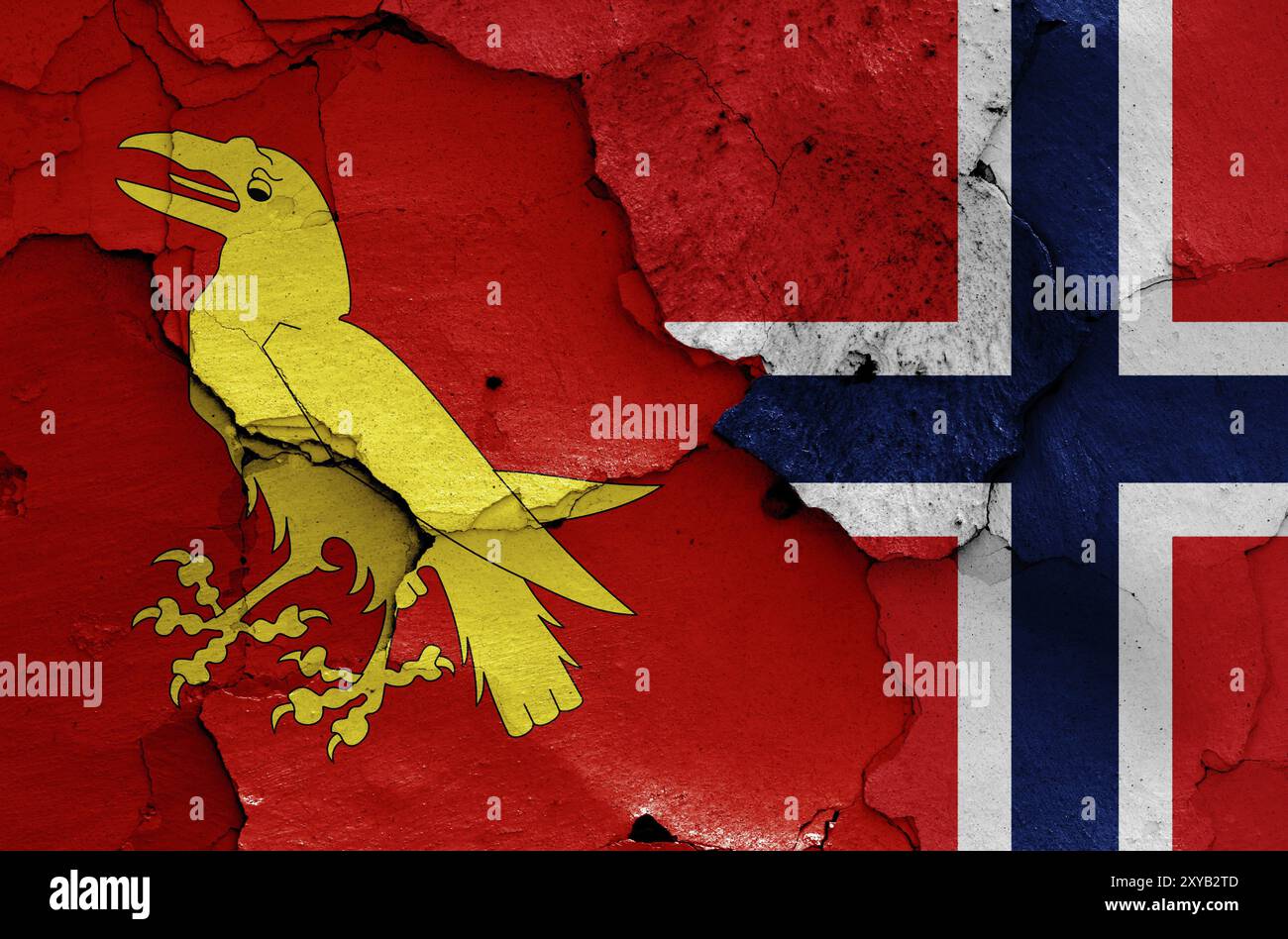 Flags of Moss and Norway painted on cracked wall Stock Photo - Alamy