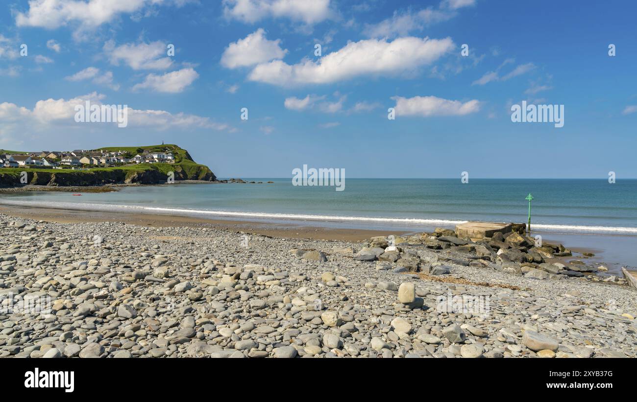 Pebble beach in Borth near Aberystwyth, Ceredigion, Dyfed, Wales, UK ...