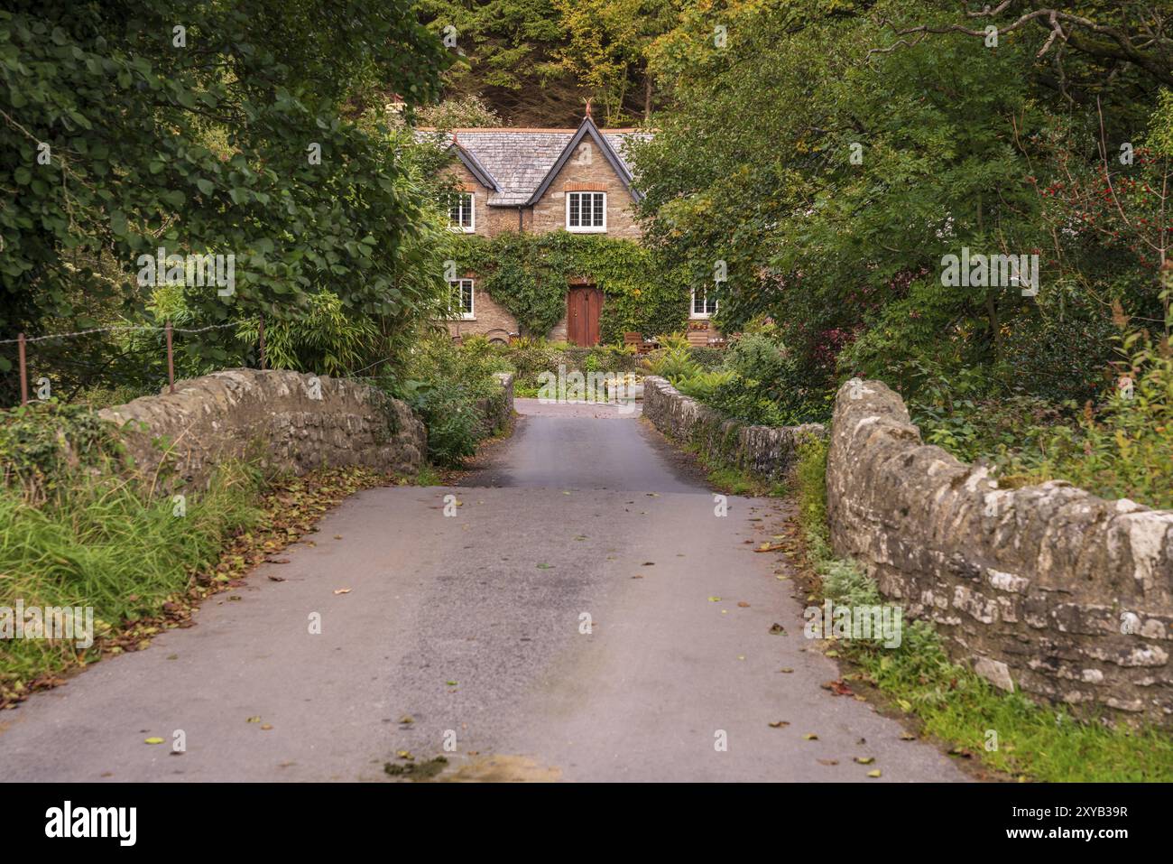 Brendon, Devon, England, UK, October 03, 2018: Crossing the old stone ...