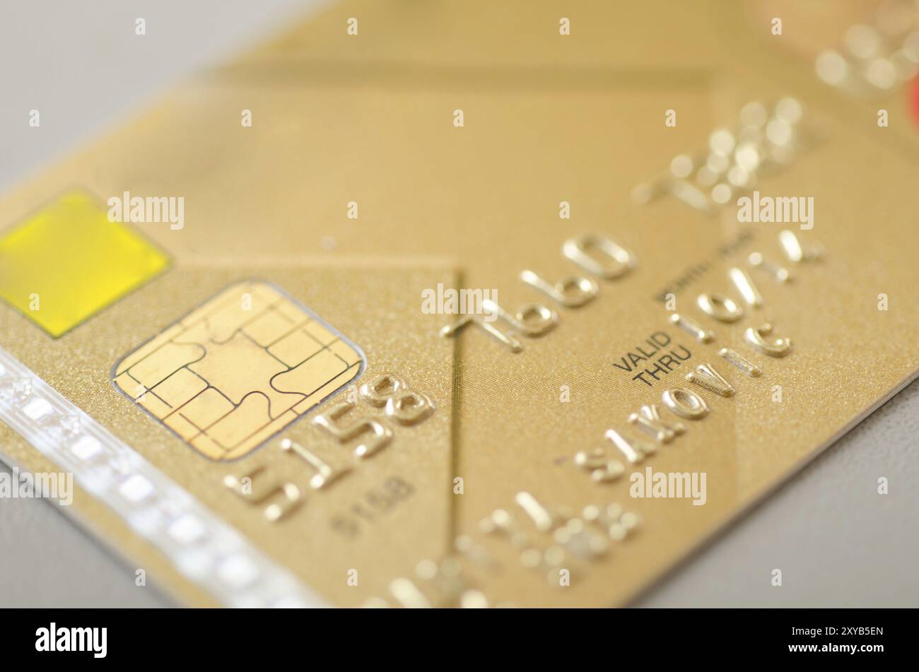 Gold bank card, macro, narrow focus Stock Photo - Alamy