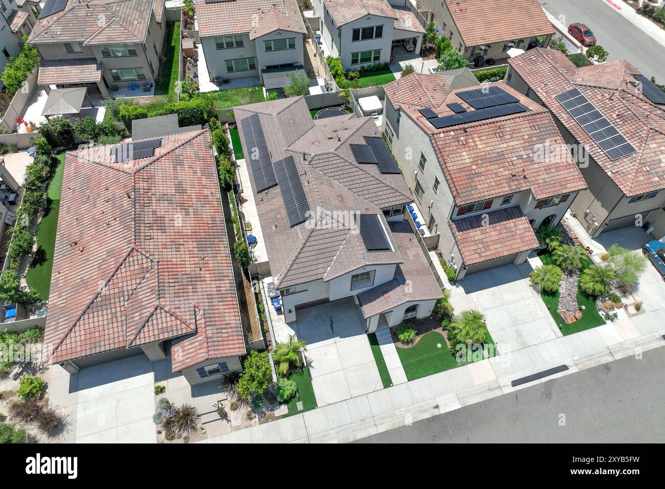 Aerial view of middle class community big houses, Escondido, South ...