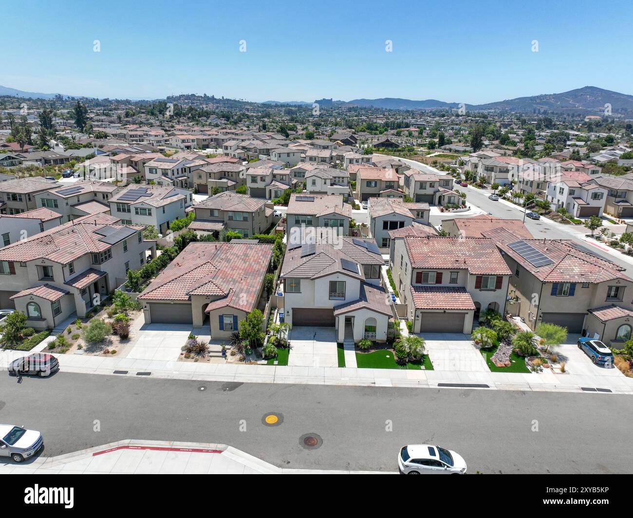 Aerial view of middle class community big houses, Escondido, South ...