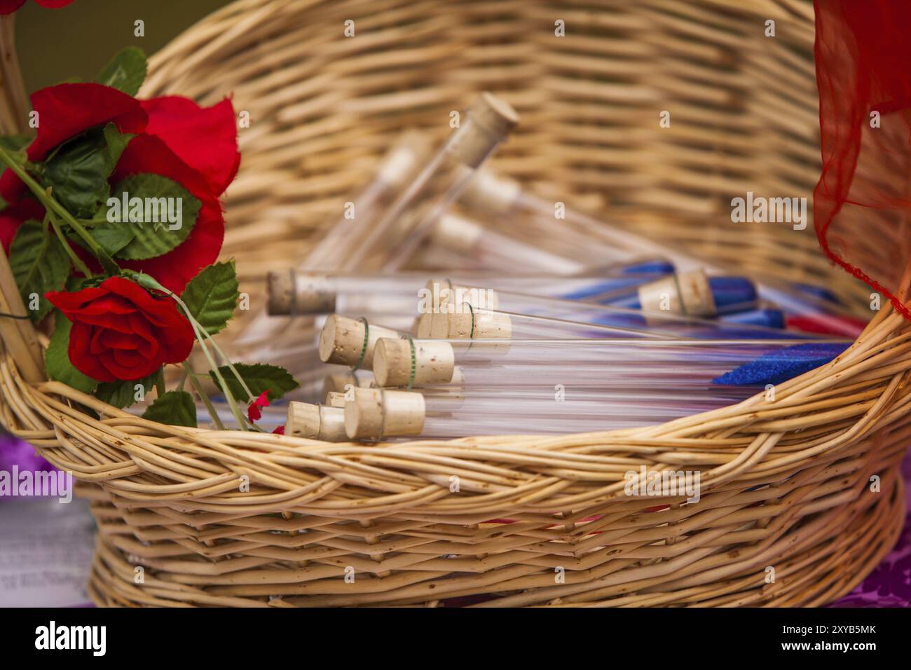 Filled test tubes for wedding game Stock Photo - Alamy
