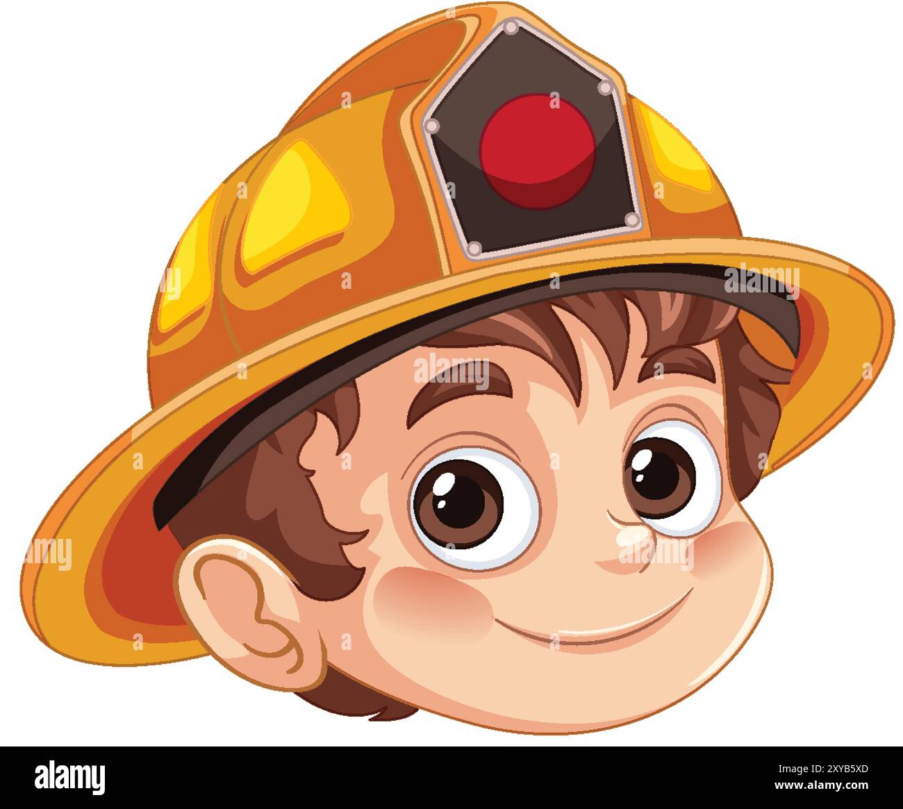 Happy child wearing a firefighter helmet Stock Vector Image & Art - Alamy