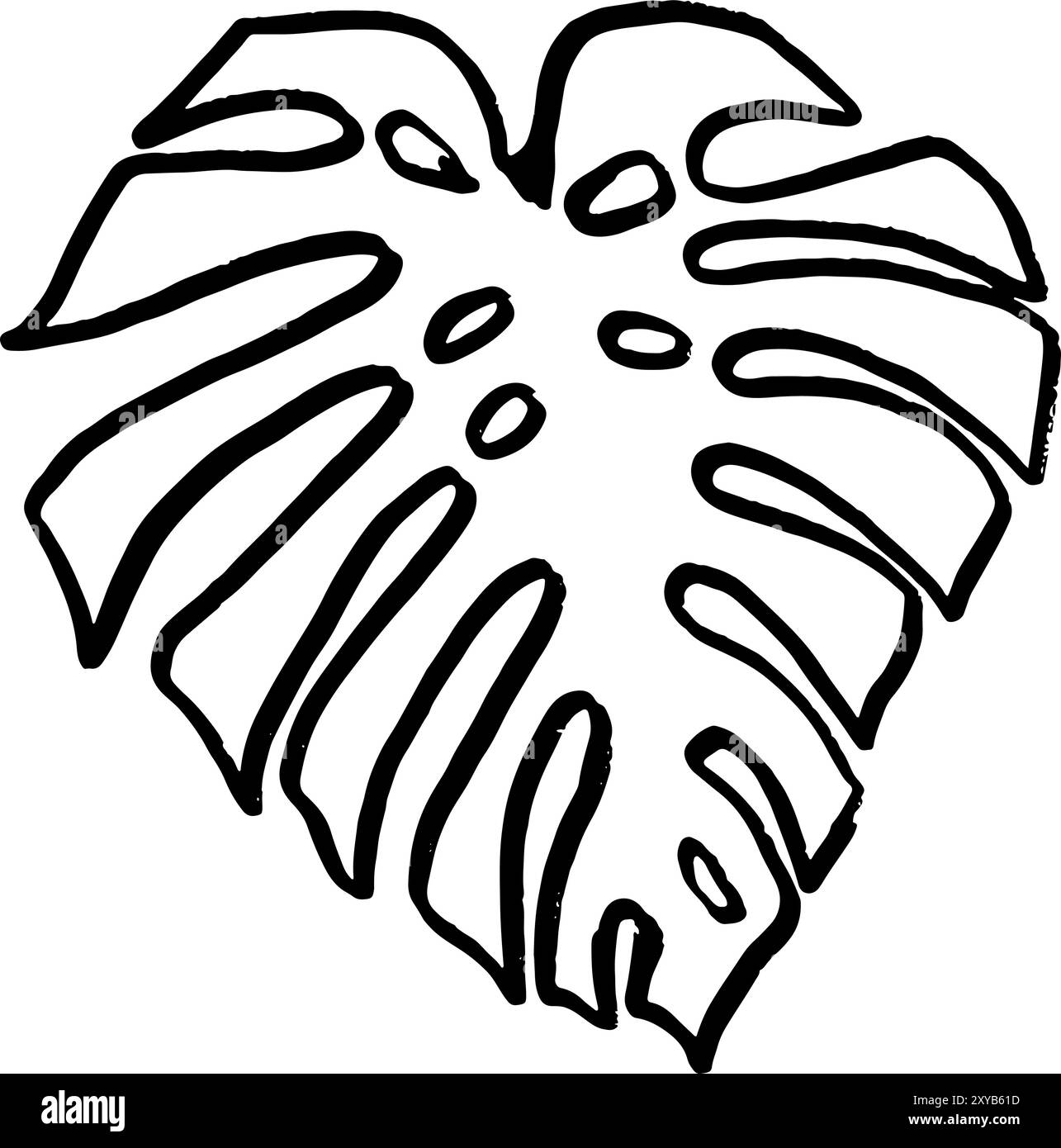 Monstera leaf black linear Cut Out Stock Images & Pictures - Alamy