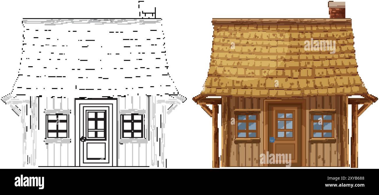 Cozy country house front Cut Out Stock Images & Pictures - Alamy