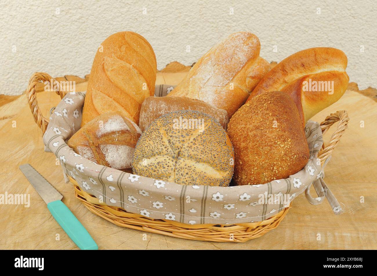 Assorted bread rolls in a bread basket Stock Photo - Alamy