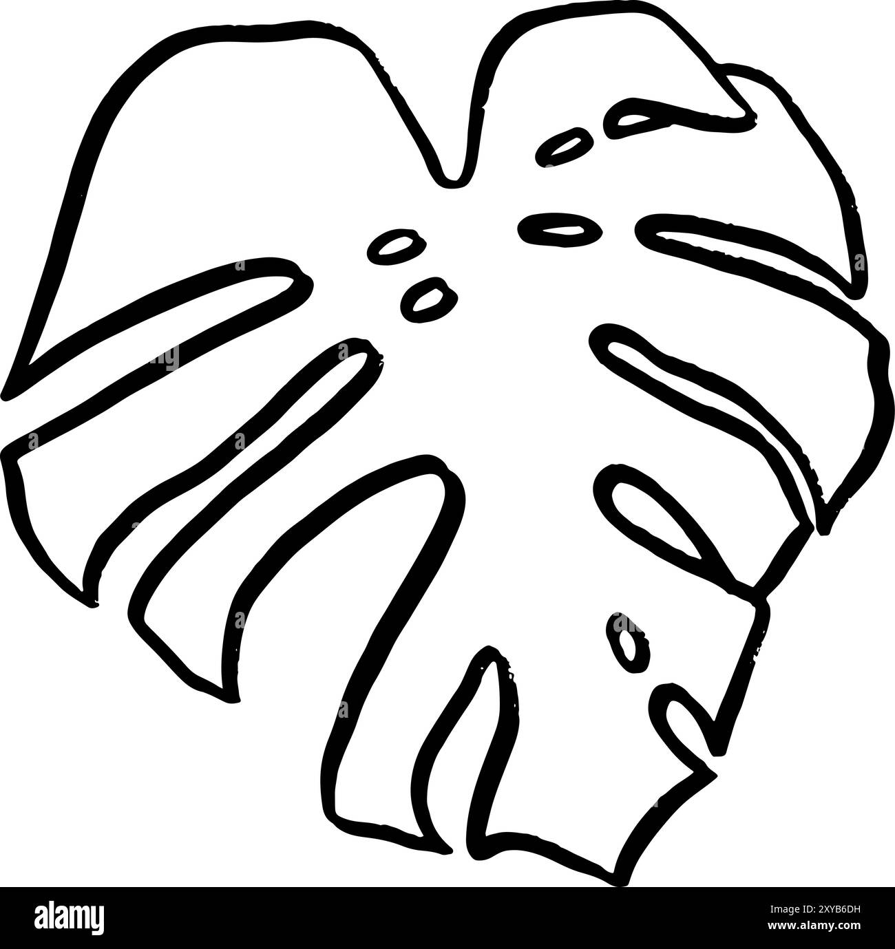 Monstera leaf black linear Cut Out Stock Images & Pictures - Alamy