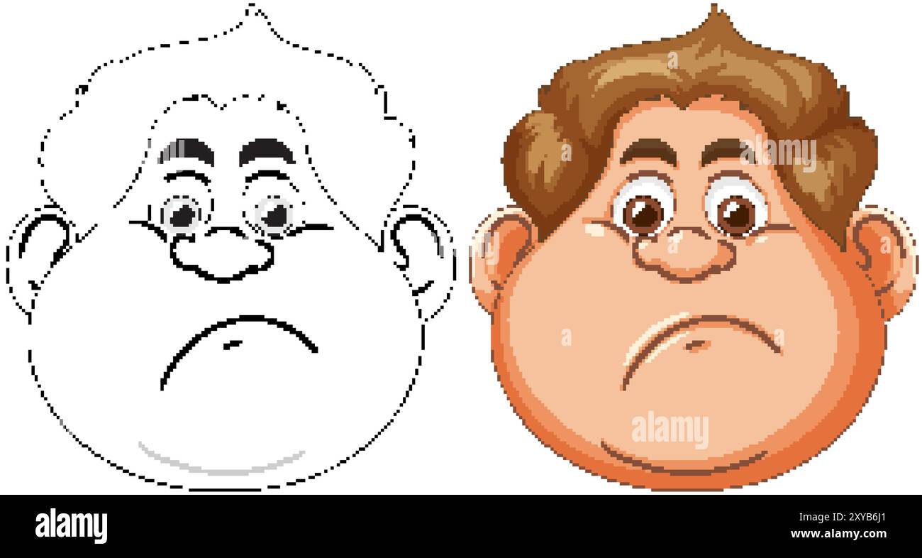 Colored and outlined cartoon boy face illustration Stock Vector Image ...