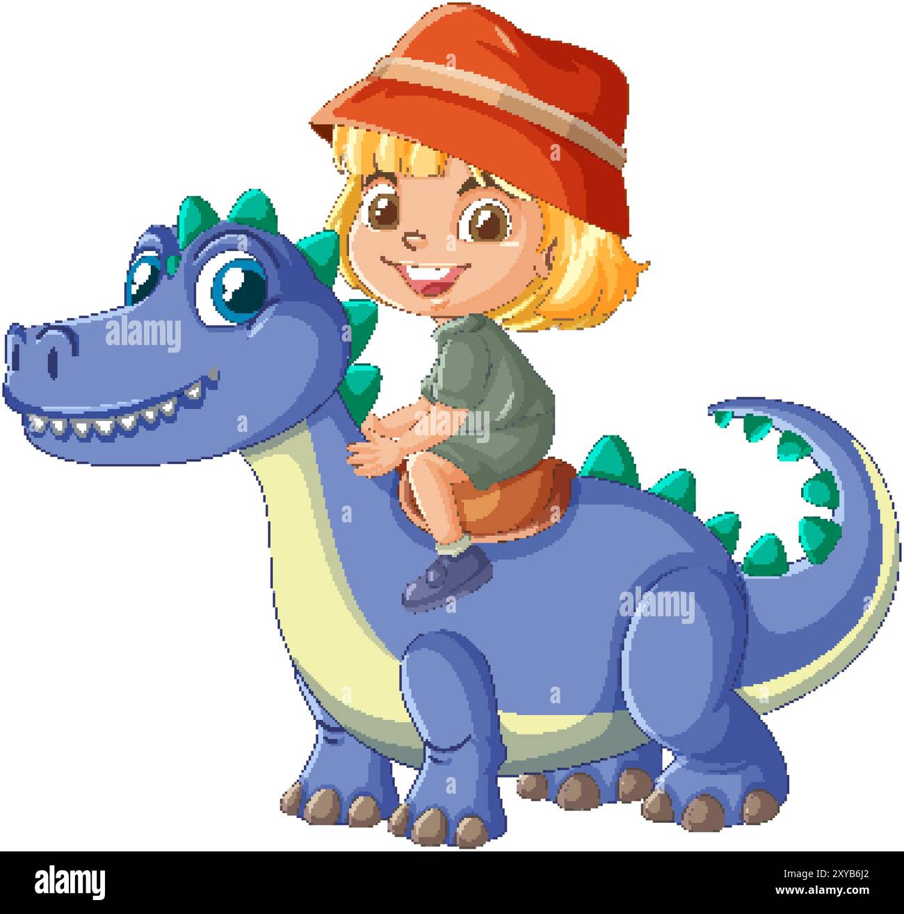 Child happily riding a blue dinosaur Stock Vector Image & Art - Alamy