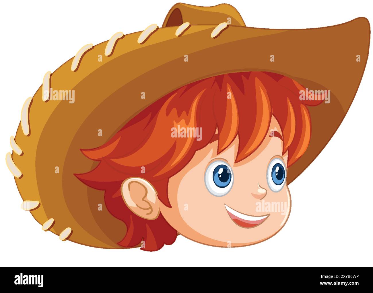 Smiling cowboy wearing a large brown hat Stock Vector Image & Art - Alamy