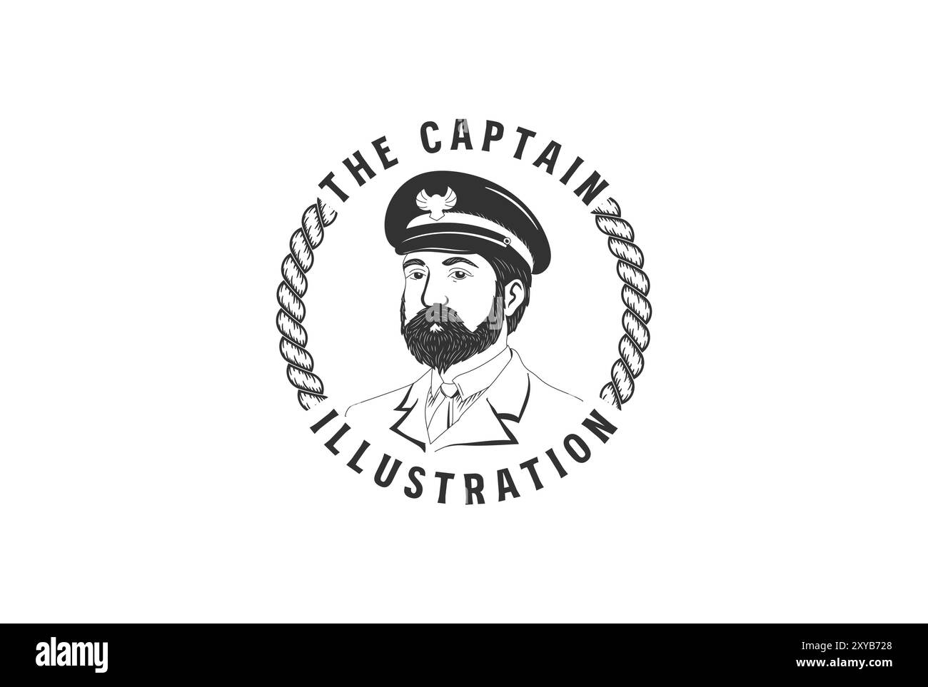 Vintage Retro Seaman Beard Cruise Marine Captain Man Icon Illustration ...