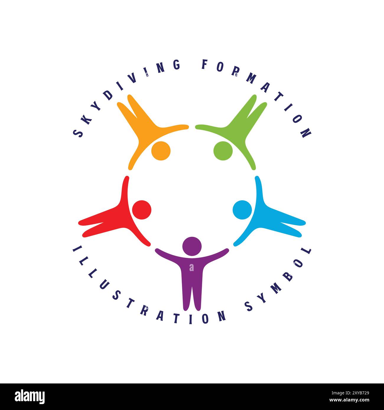 Circle Circular Abstract Human Skydiving Formation Symbol For Club Community Teamwork Unity