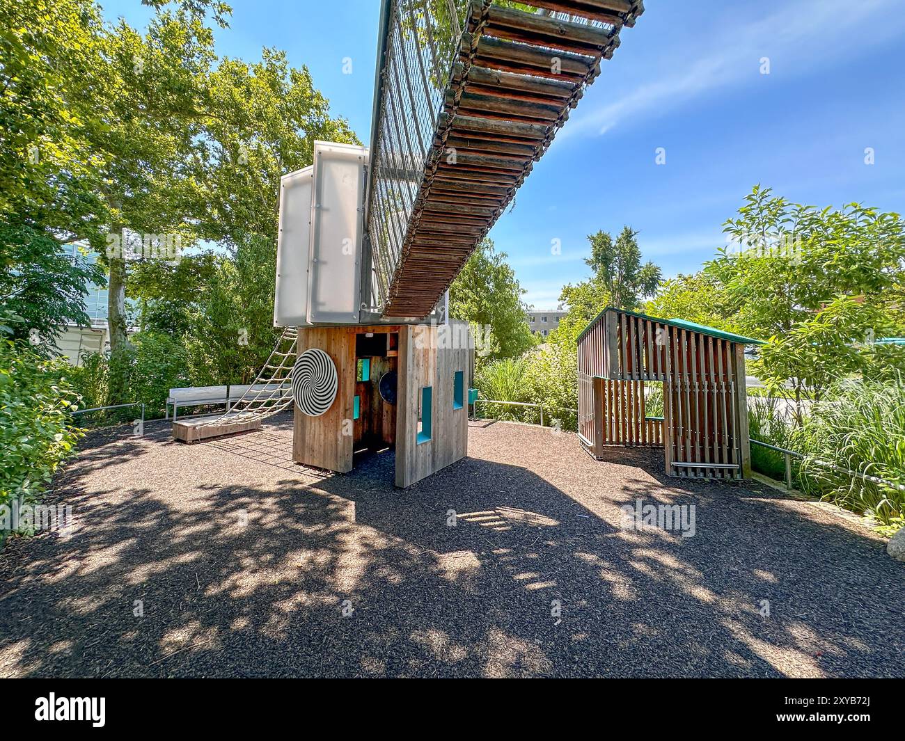 Contemporary playground in the Battery Playscape in the Battery Park in ...