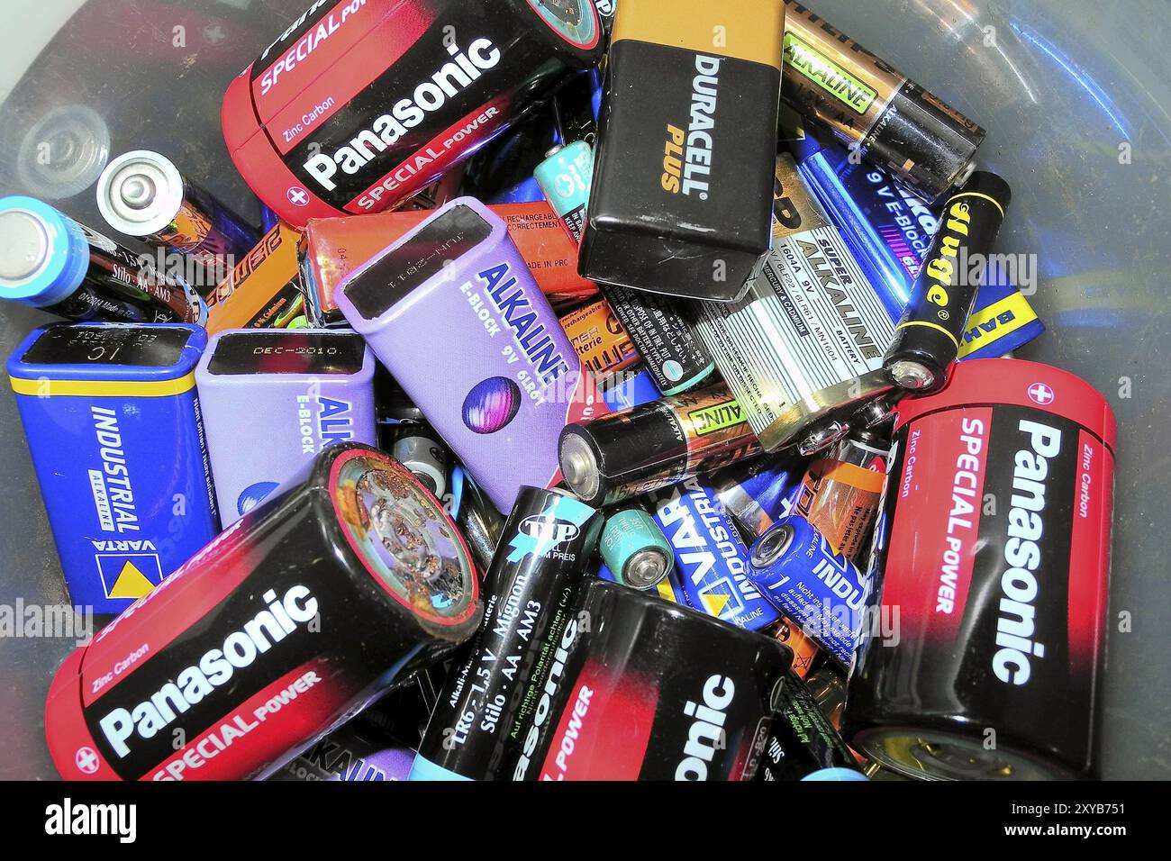 Old batteries collected for proper disposal Stock Photo - Alamy
