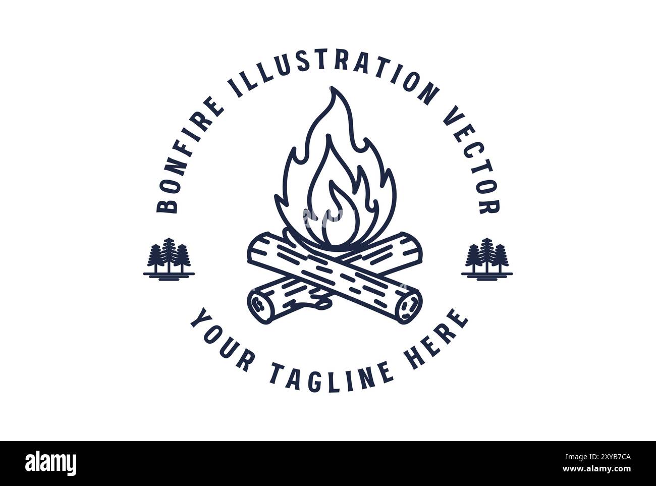 Retro Bonfire Campfire or Wood Fire Flame for Outdoor Adventure ...