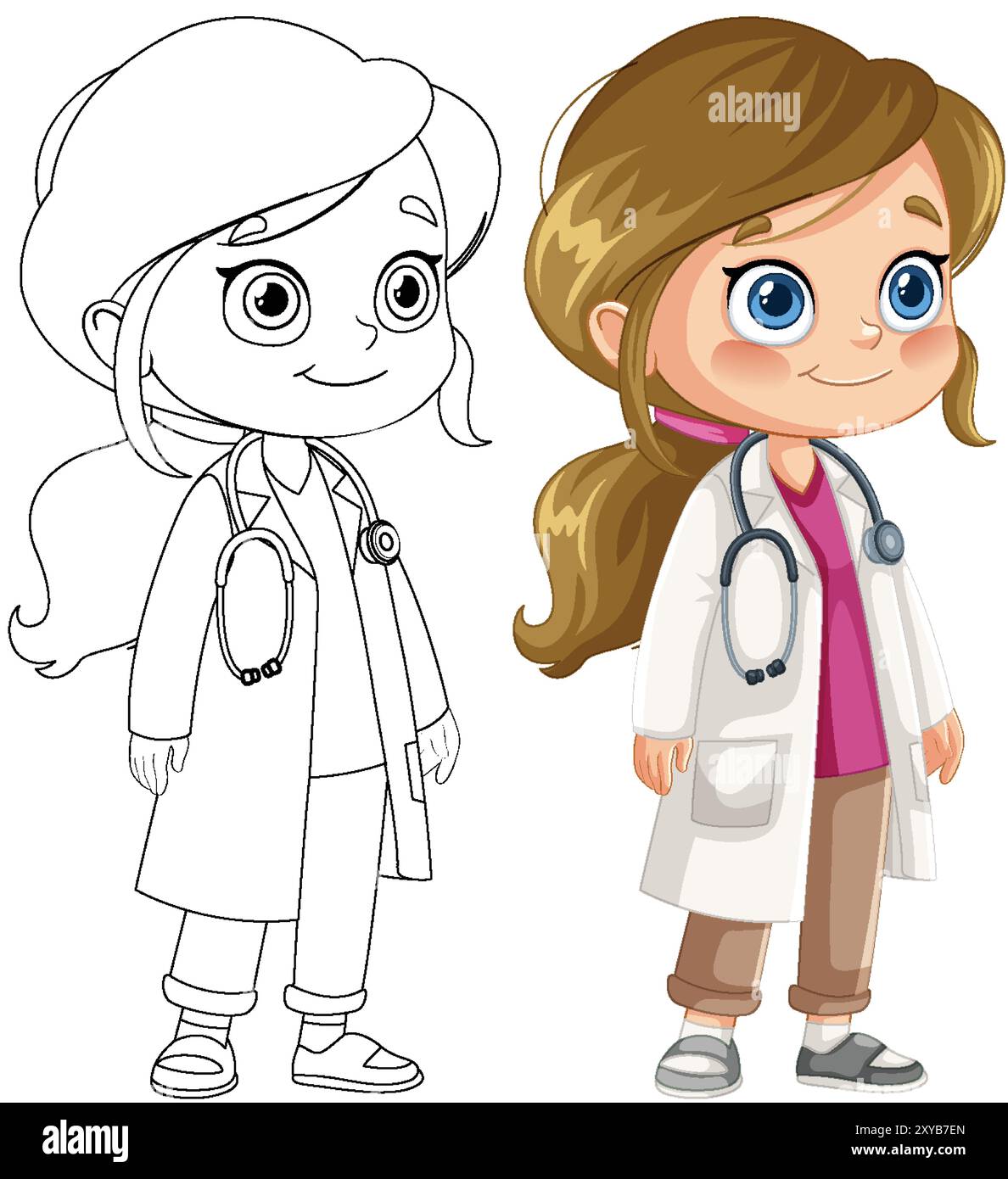 Cartoon girl doctor with stethoscope Stock Vector Image & Art - Alamy