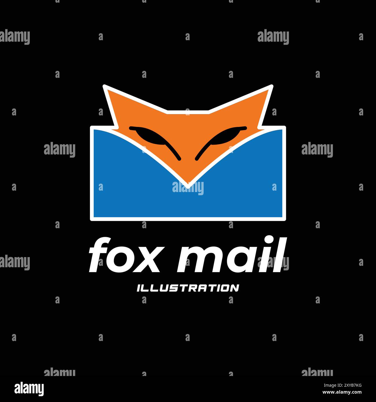 Simple Geometric Fox Wolf Dog Mail Icon Illustration Vector Stock ...