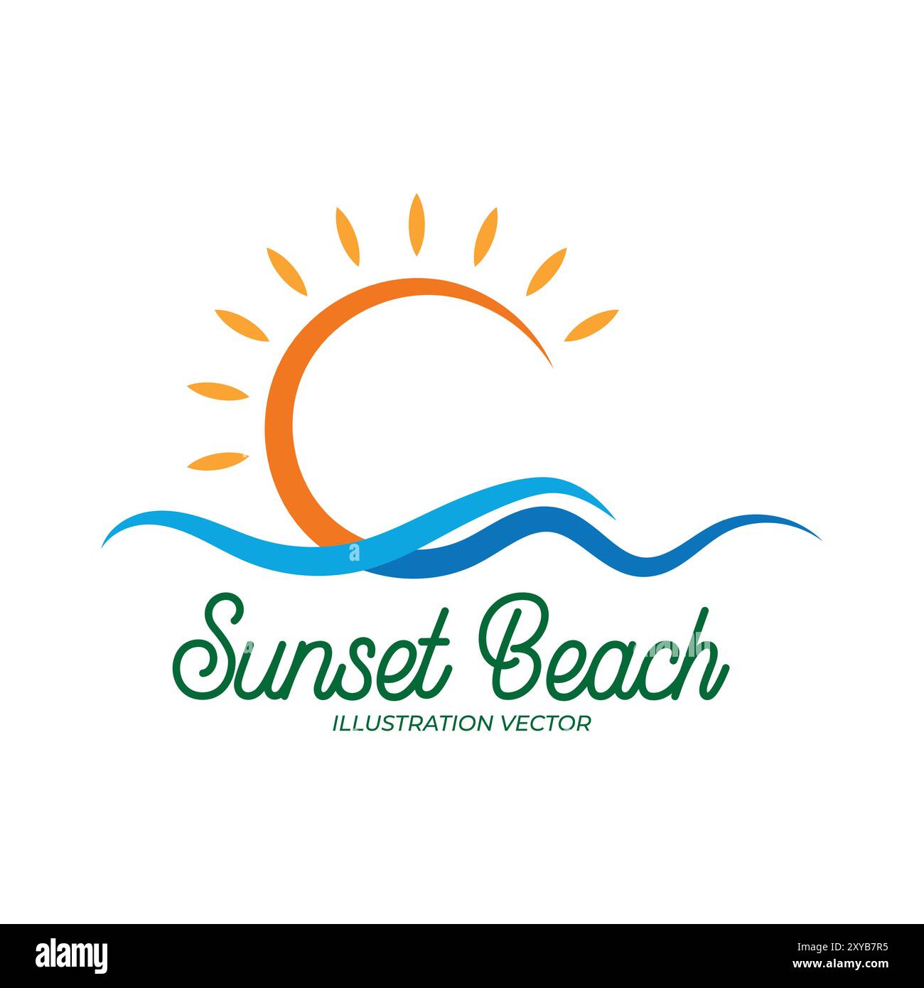 Simple Sunset Beach Wave Icon Illustration Symbol Vector Stock Vector ...