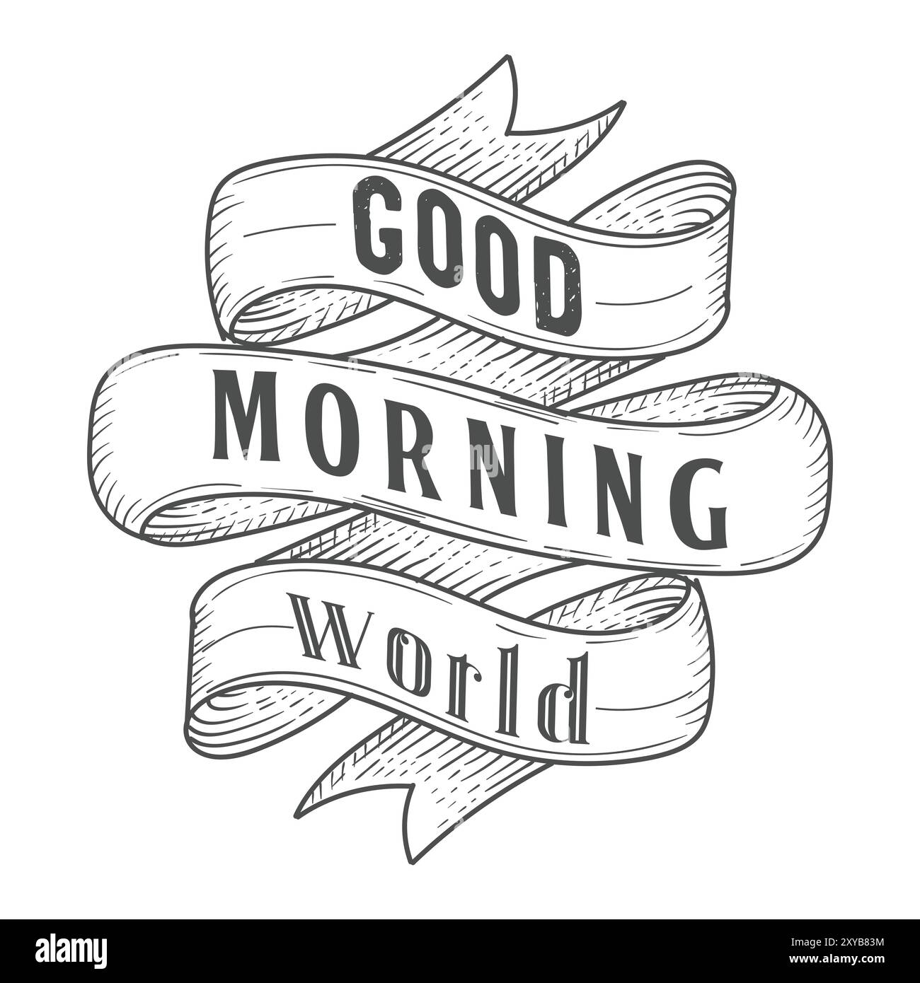 Good Morning World Quote Text Word Type Lettering . Vintage Retro ...