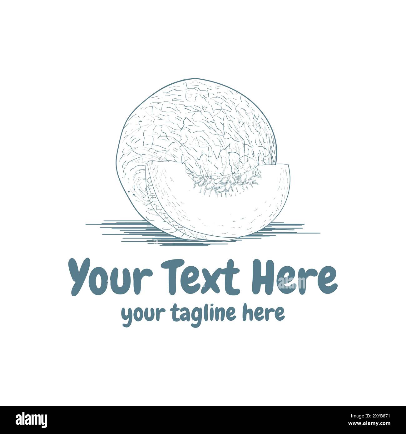 Vintage Hand Drawn Sketch Melon Fruit for Product Label Illustration ...