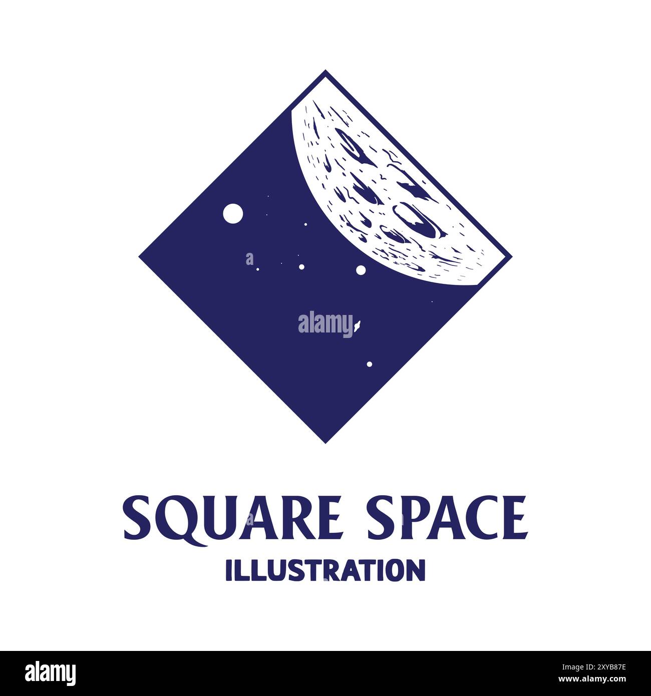 Retro Vintage Moon Planet Space for T Shirt Design Illustration Vector ...