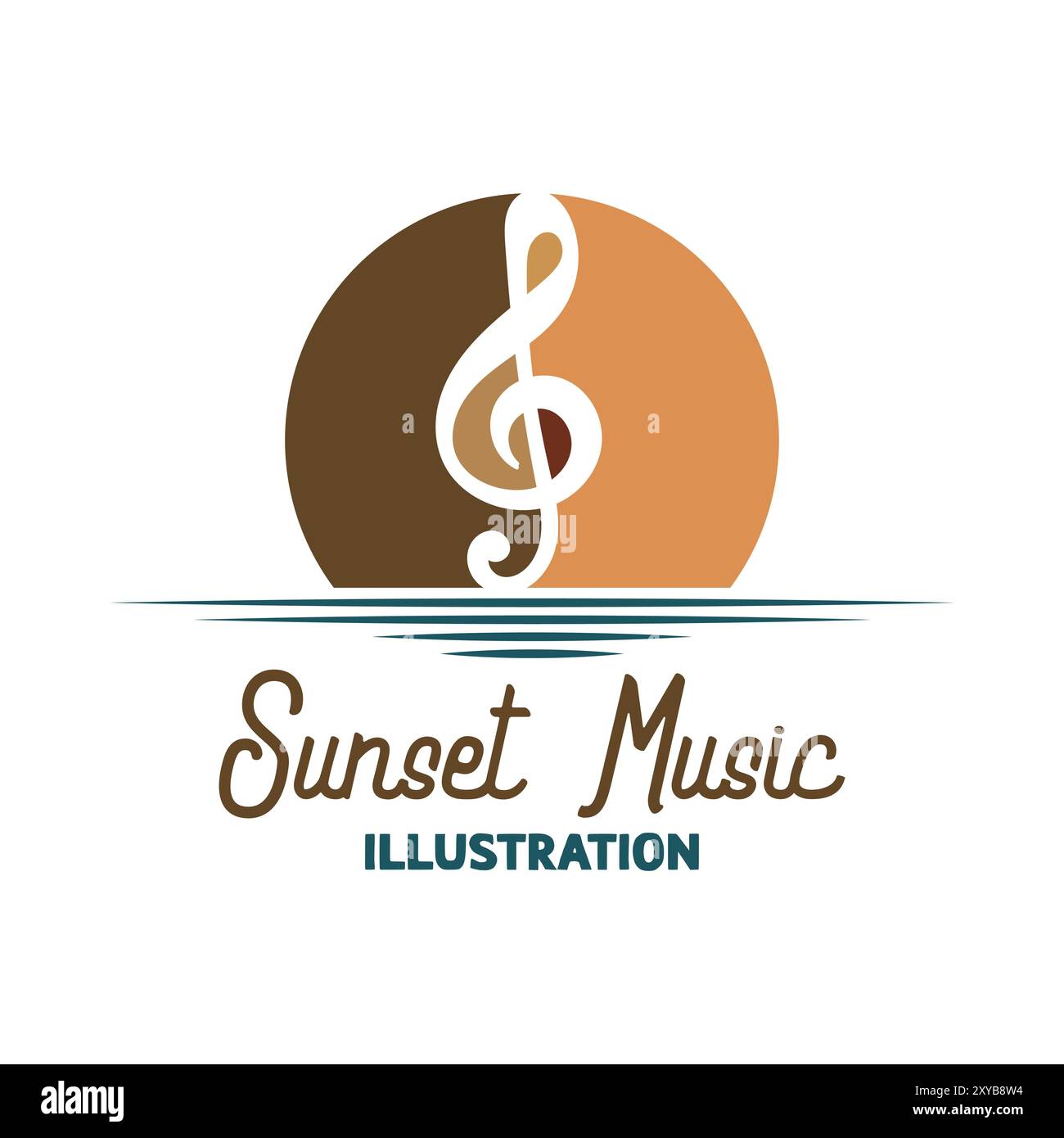 Sunset with Music Note Tone Symbol Illustration Vector Stock Vector ...