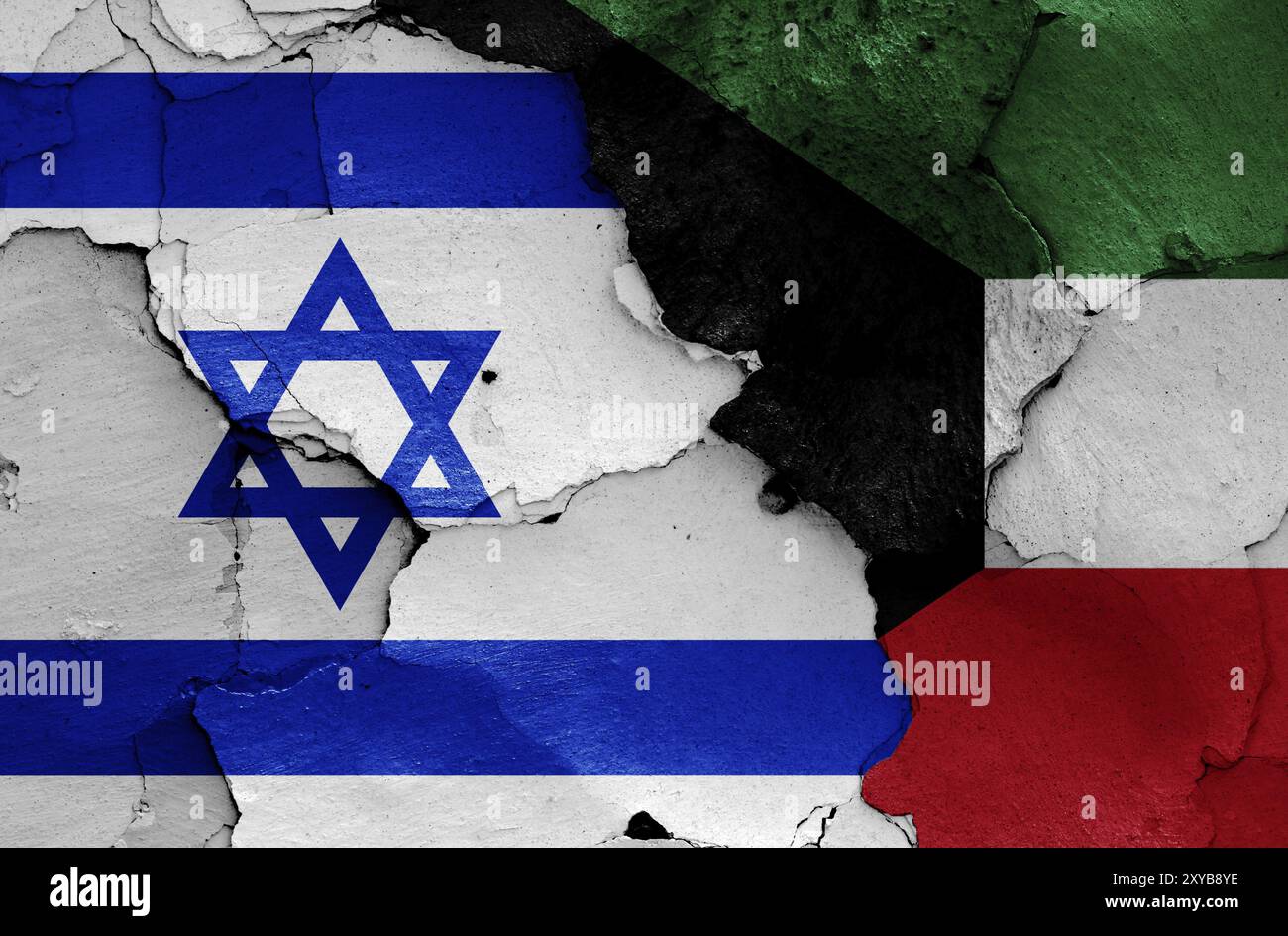 Flags of Israel and Kuwait painted on cracked wall Stock Photo - Alamy
