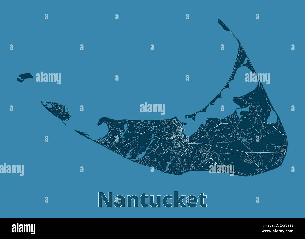 Nantucket Island Blueprint Map Poster, Massachusetts, New England ...