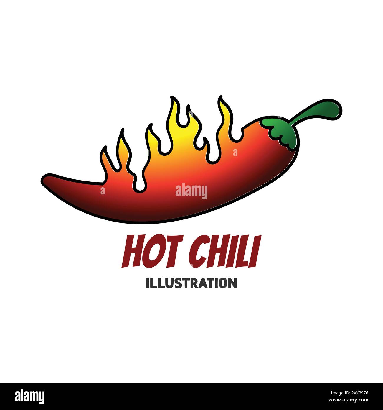 Hot Spicy Red Chili Flame Fire Illustration Vector Stock Vector Image ...