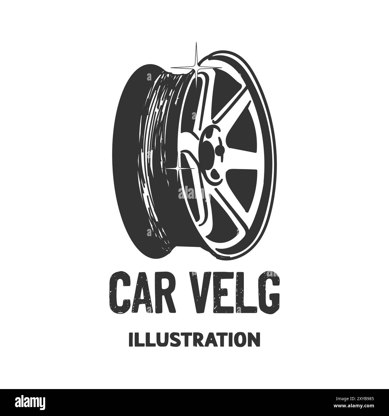 Vintage Retro Sport Car Rim Wheel for Garage Workshop Illustration ...