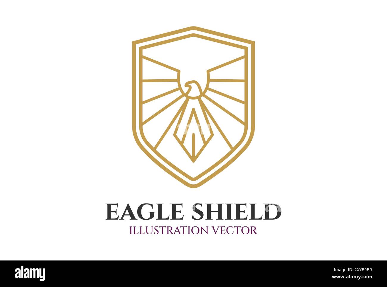Luxury Eagle Hawk Falcon Shield Line Monogram Icon Symbol Illustration ...