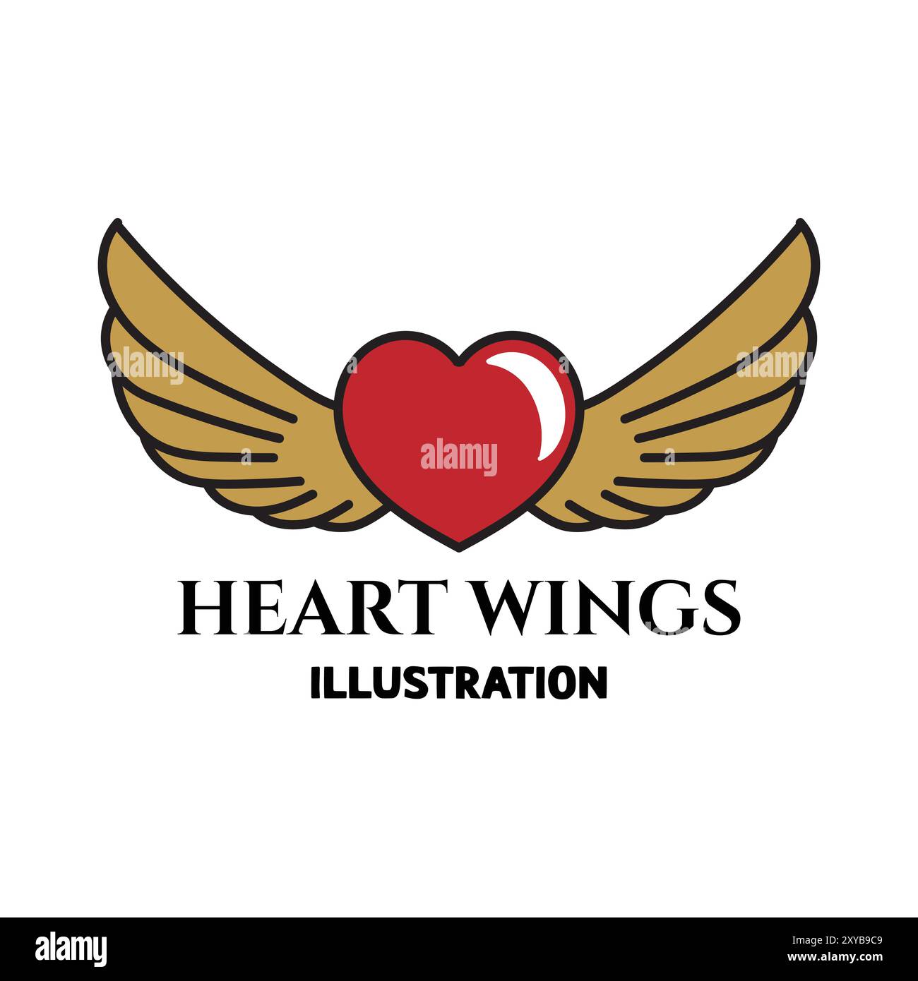 Simple Minimalist Elegant Guardian Love Heart Wings Icon Symbol ...