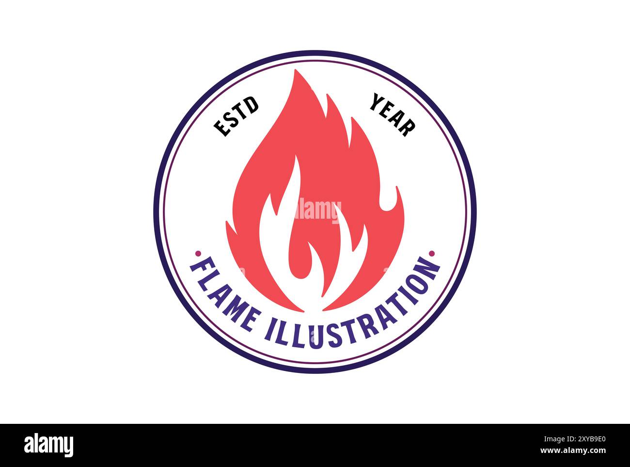Vintage Retro Burn Fire Flame Badge Emblem Label Illustration Design ...