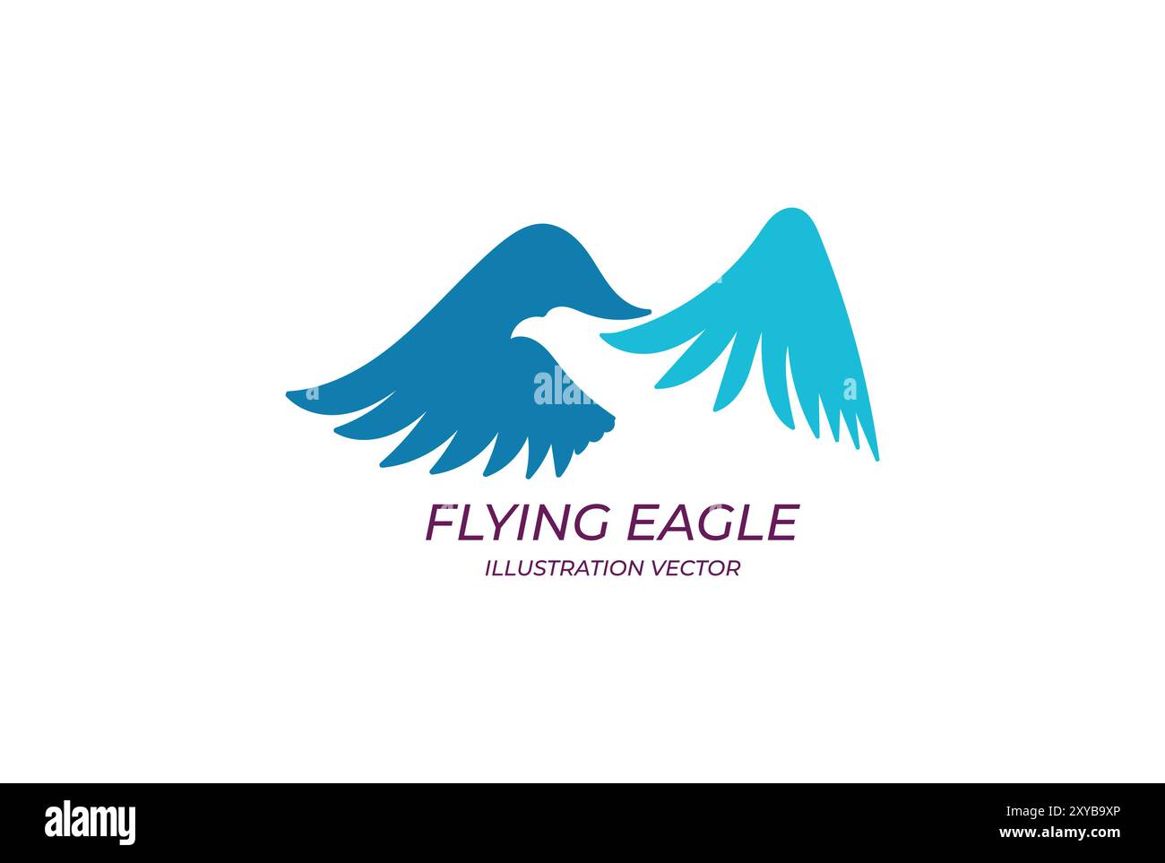 Simple Minimalist Flying Eagle Hawk Falcon for Sport Trade Tech or Business Icon Illustration ...